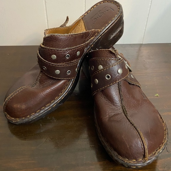 boc | Shoes | Boc Vtg Born Concept Brown Leather Mules Clogs Ladies 7 ...
